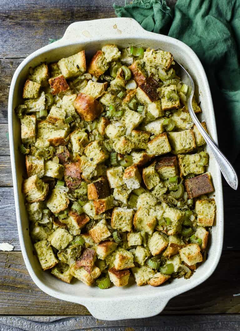 Classic Vegan Stuffing Recipe For Your Holiday Table - Shane & Simple