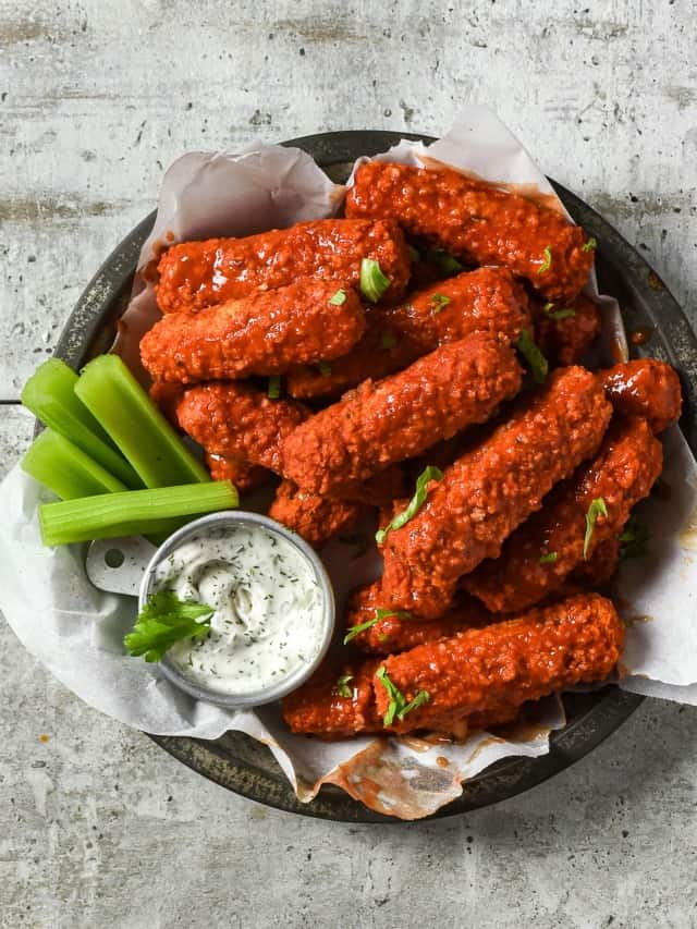Crispy Baked Vegan Buffalo Tofu Wings - Shane & Simple