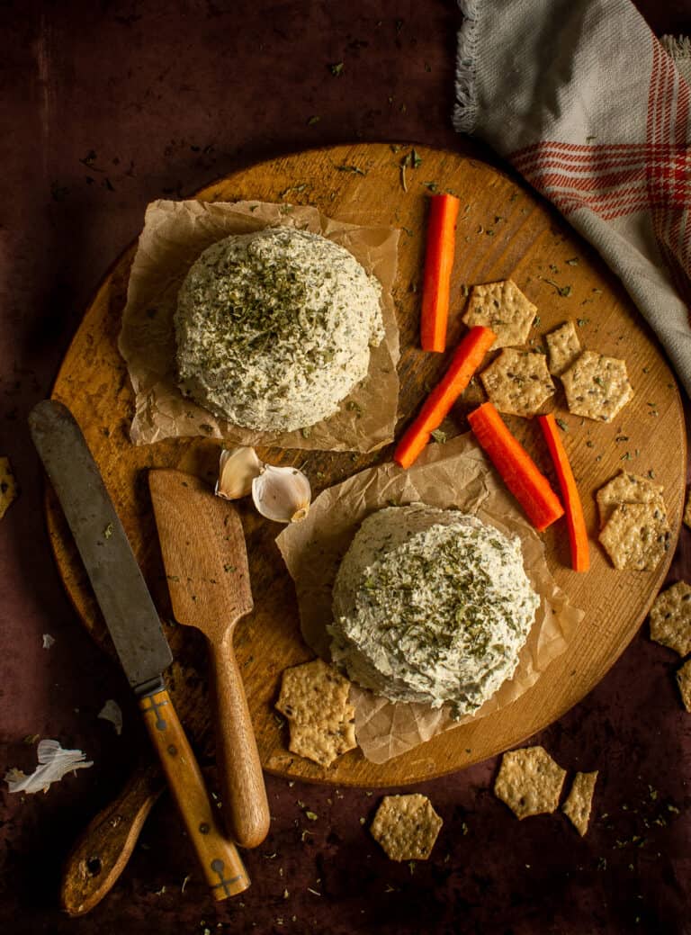 Easy Garlic Herb Vegan Cheese Spread - Shane & Simple