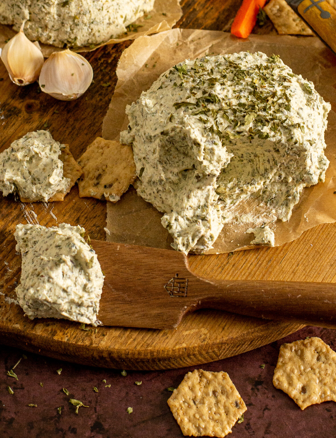 Easy Garlic Herb Vegan Cheese Spread - Shane & Simple
