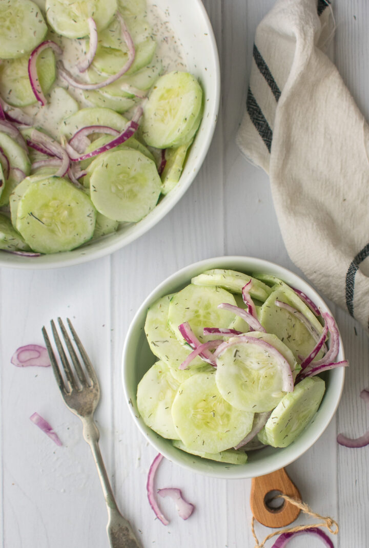 Creamy Vegan Cucumber Salad (Dairy-free, Easy) - Shane & Simple