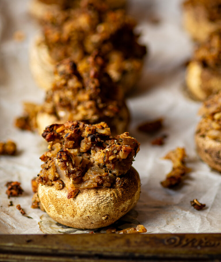 Apple and Walnut Stuffed Mushrooms (Vegan) - Shane & Simple