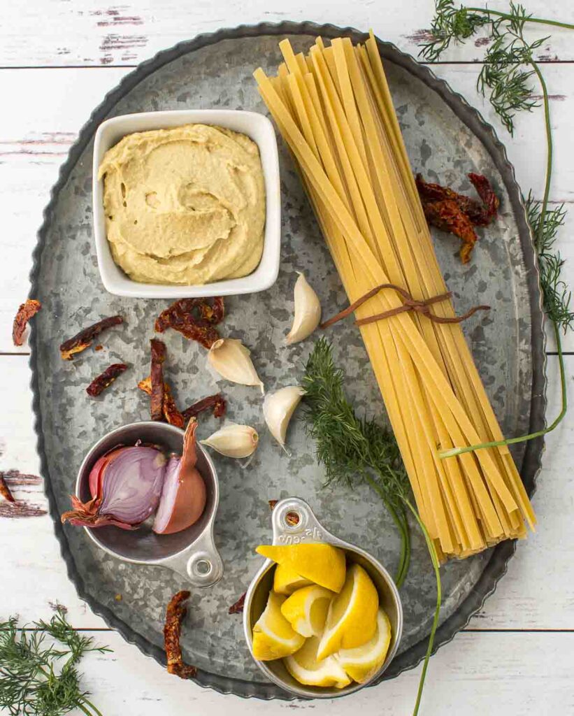 Lemony Hummus Pasta (Vegan, Oil-free) - Shane & Simple