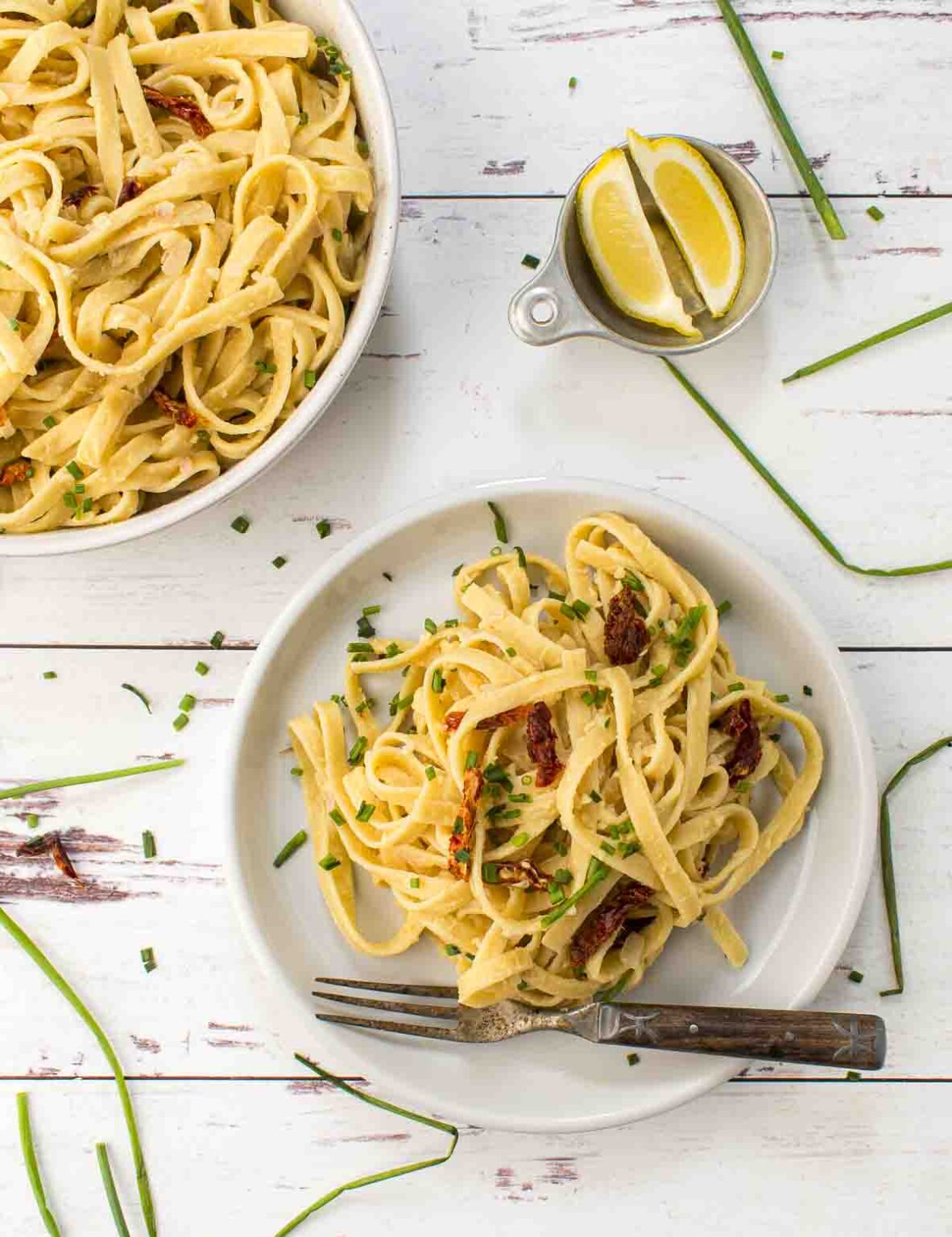 Lemony Hummus Pasta (Vegan, Oil-free) - Shane & Simple