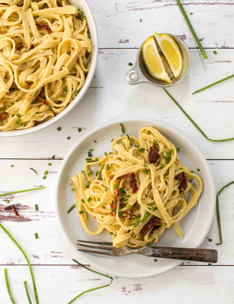 Lemony Hummus Pasta (Vegan, Oil-free) - Shane & Simple